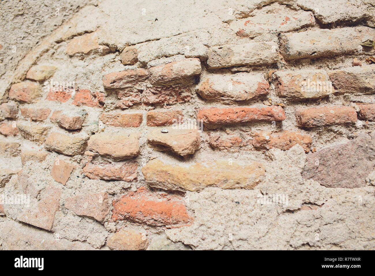 Background old vintage brick wall, real photo Stock Photo - Alamy