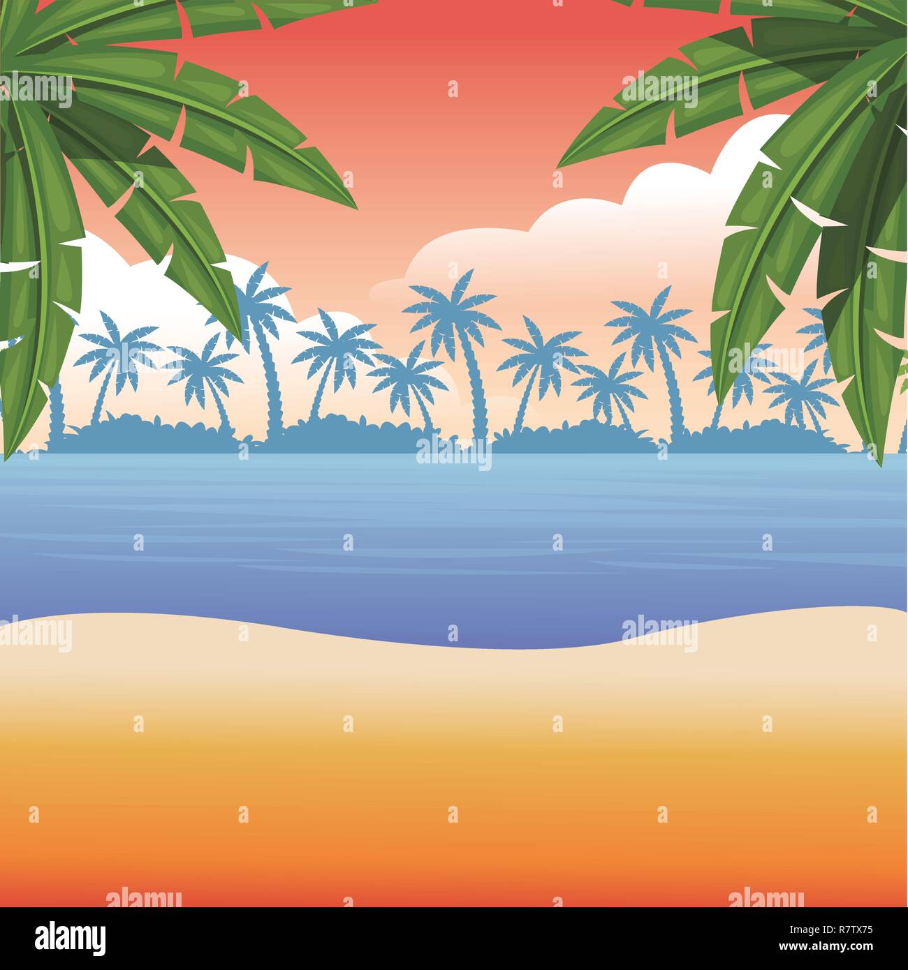 beach and sea scene Stock Vector Image & Art - Alamy