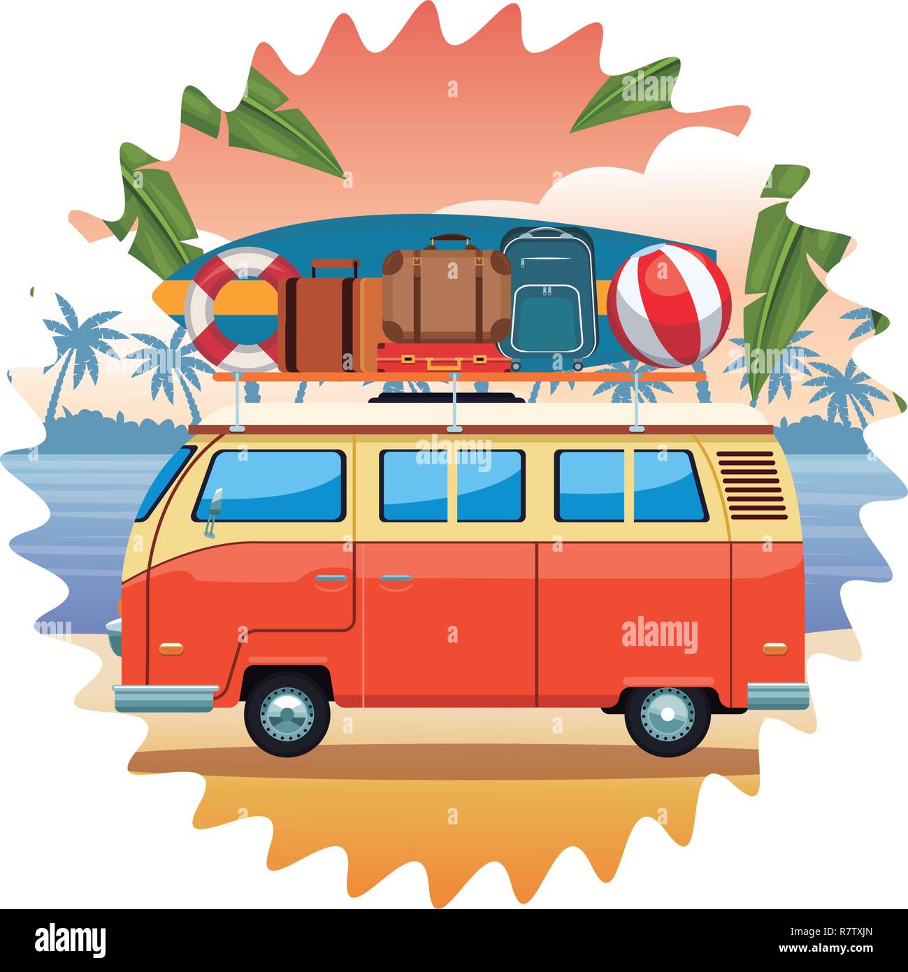 camper van and beach items Stock Vector Image & Art - Alamy