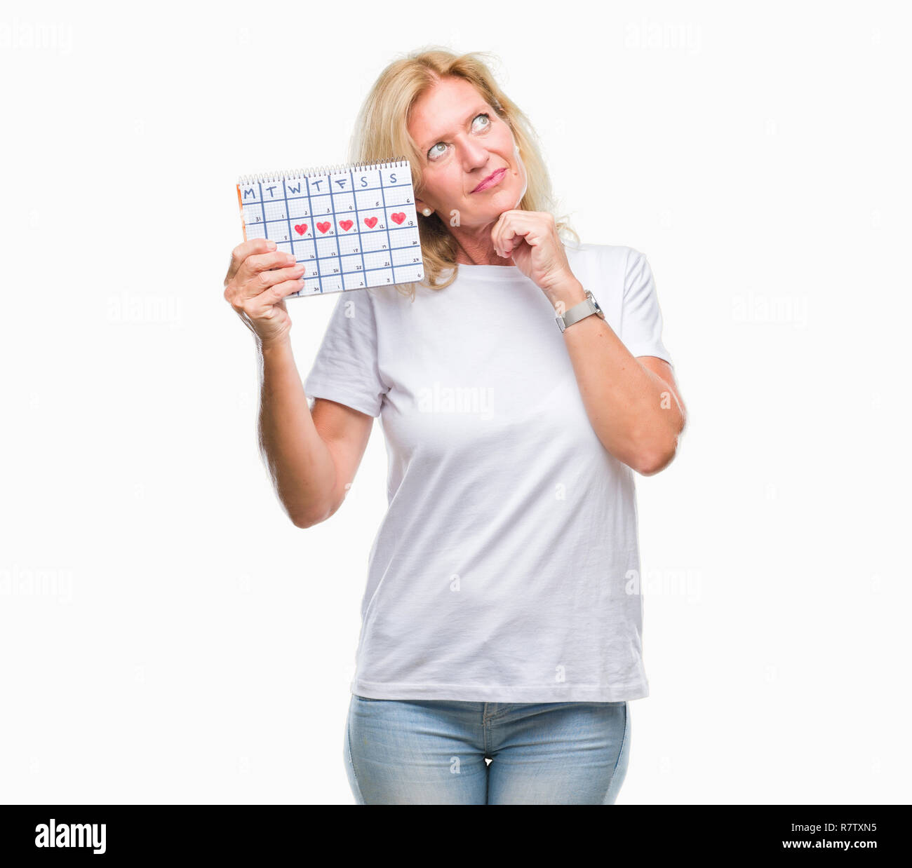 Woman and calendar and confused hi-res stock photography and images - Alamy
