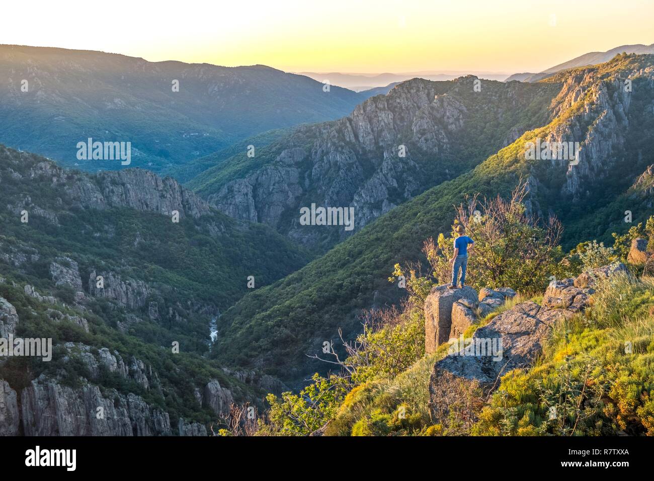France, Lozere, La Garde Guerin, the gorges of Chassezac River Stock ...