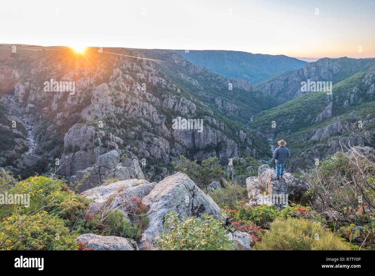 France, Lozere, La Garde Guerin, the gorges of Chassezac River Stock ...