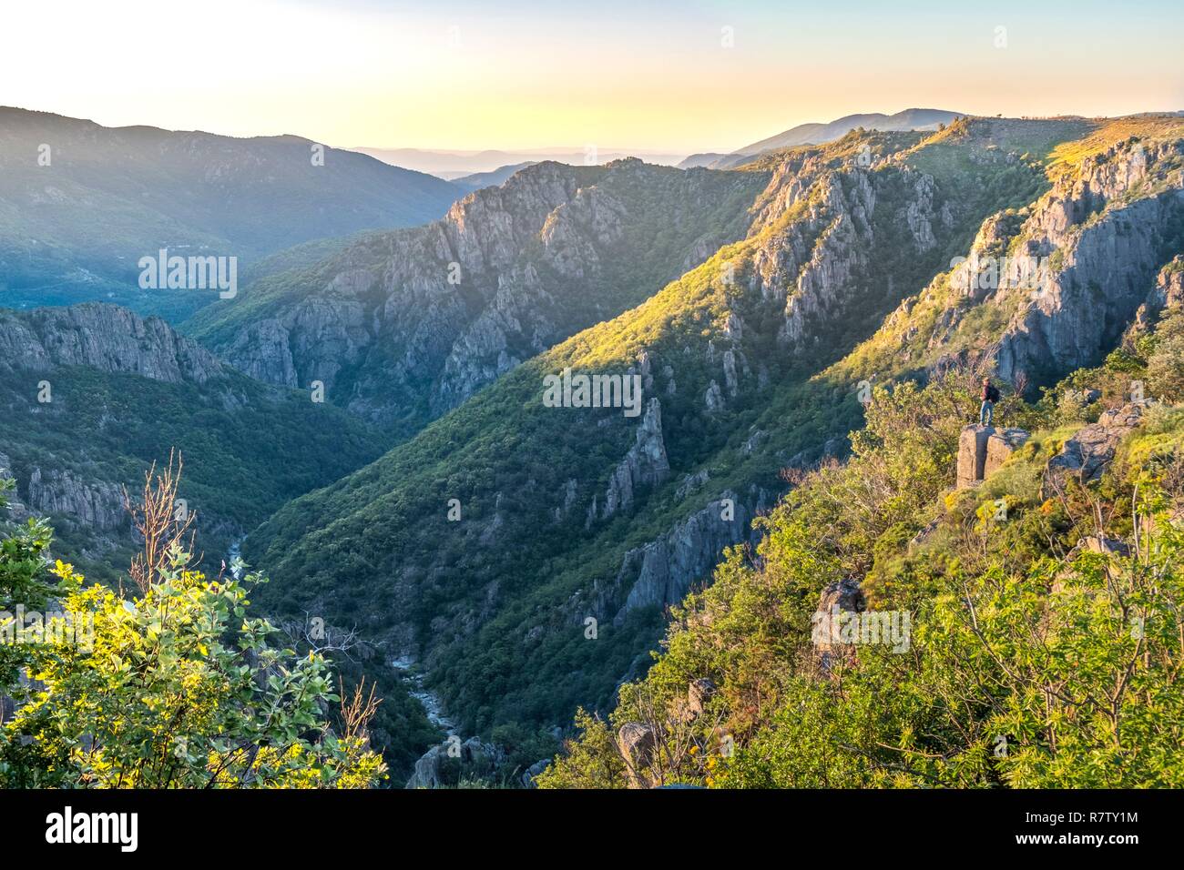 France, Lozere, La Garde Guerin, the gorges of Chassezac River Stock ...