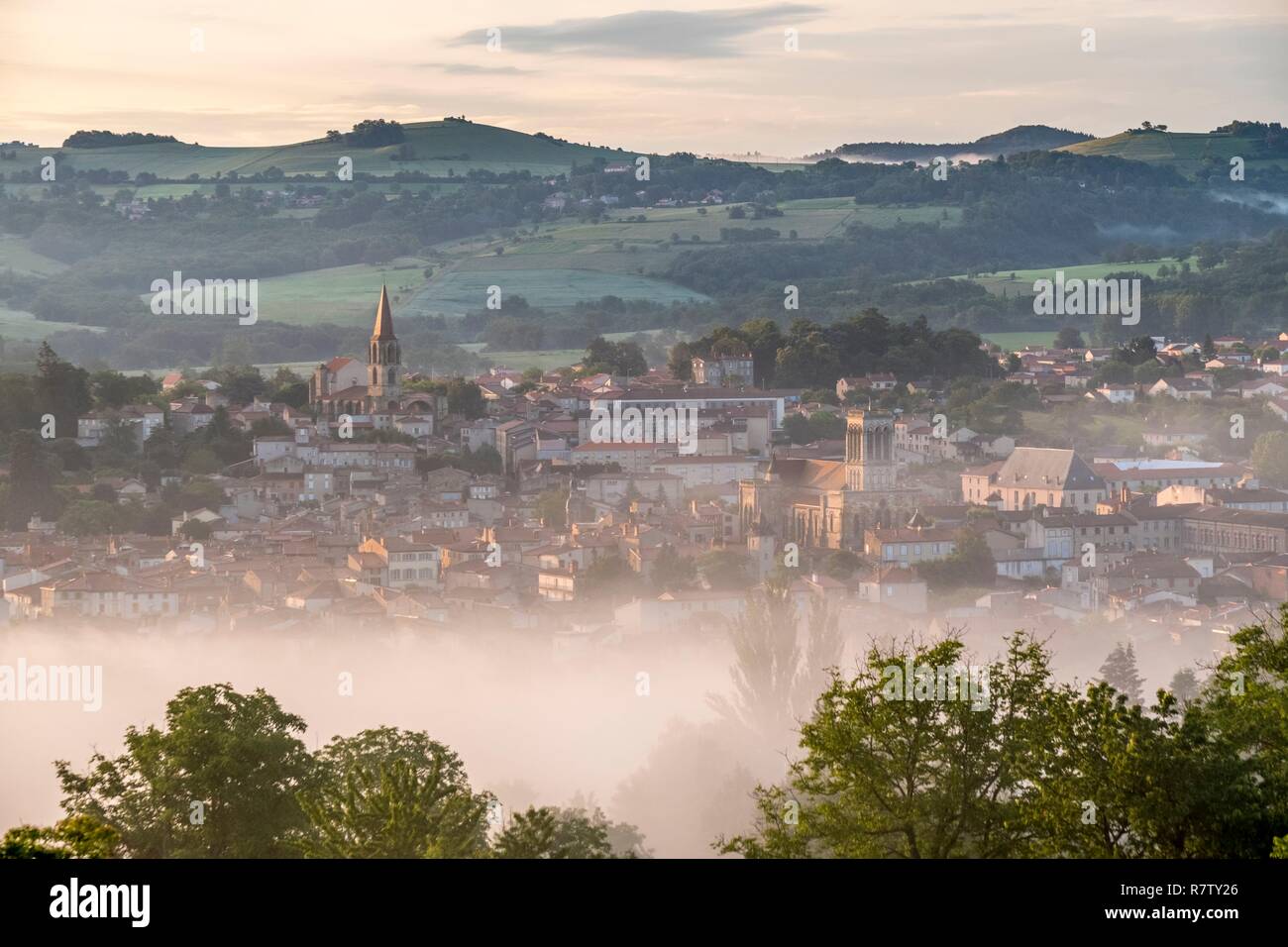 France, Puy de Dome, Billom, overview, Livradois Forez Regional Natural ...