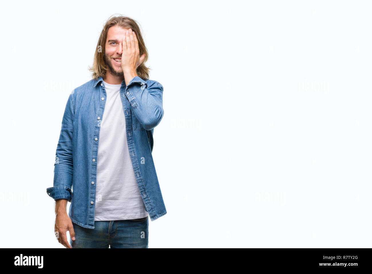Long hair cover one eye Cut Out Stock Images & Pictures - Alamy