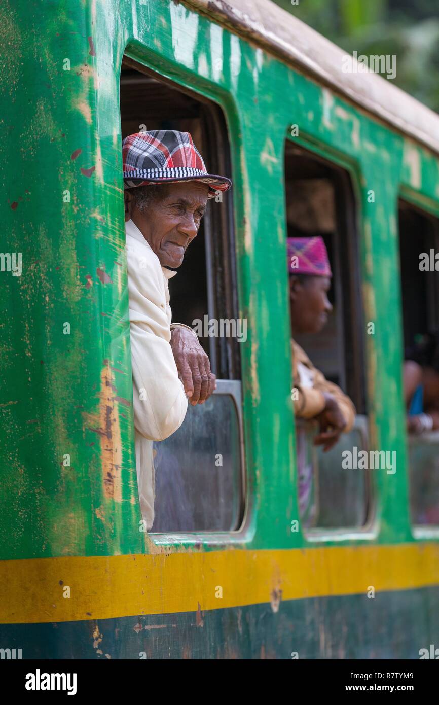Madagascar, Highlands, Vatovavy Fitovinany region, FCE train between ...
