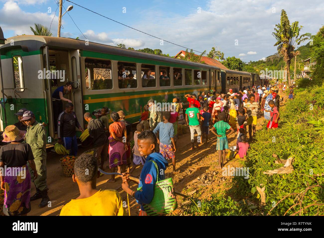 Madagascar, Highlands, Vatovavy Fitovinany region, FCE train between ...
