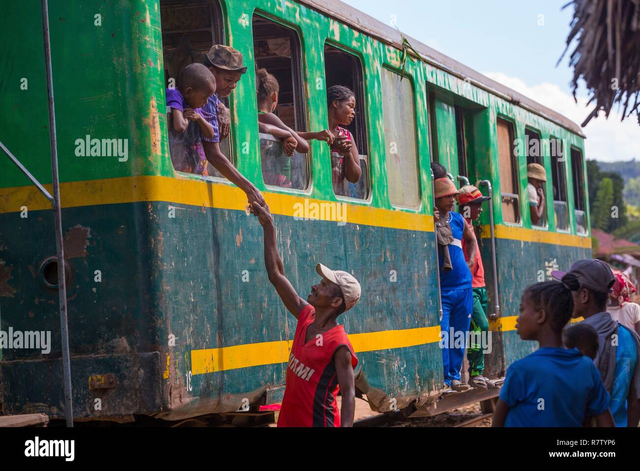 Madagascar, Highlands, Vatovavy Fitovinany region, FCE train between ...