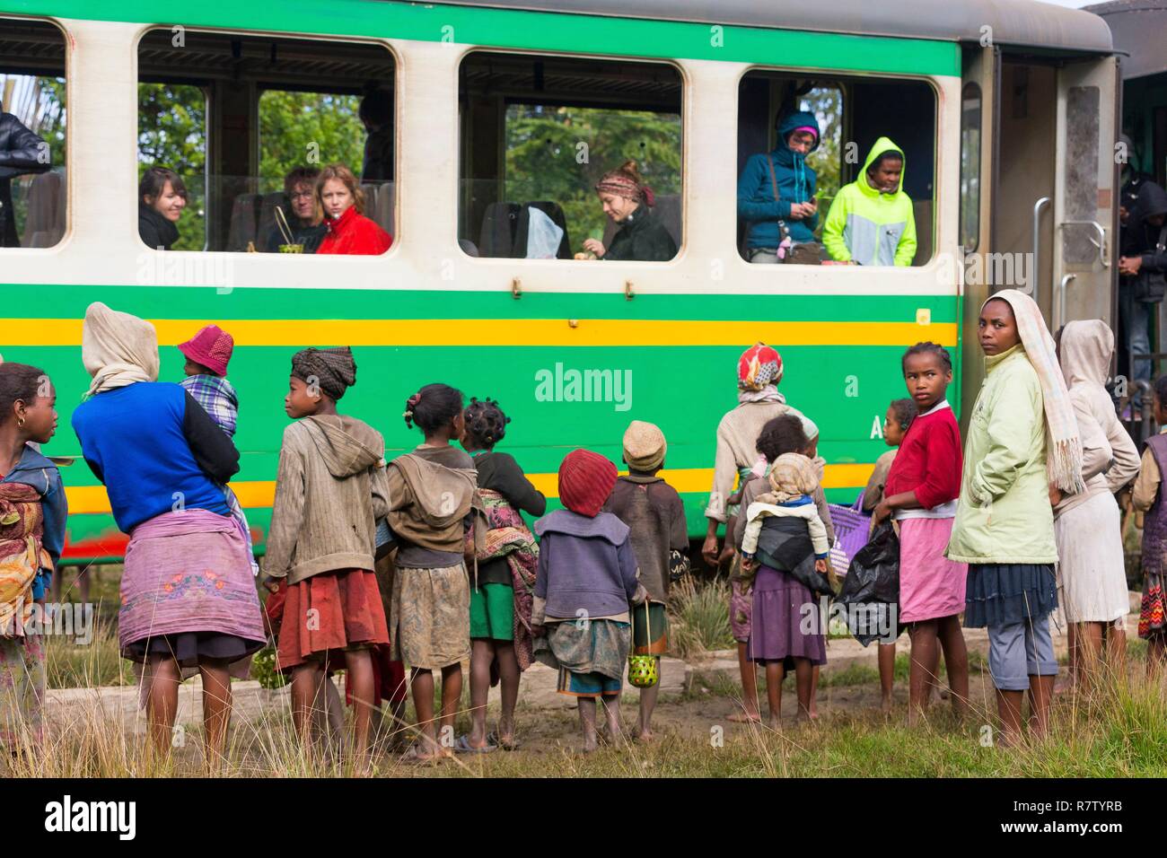 Madagascar, Highlands, Vatovavy Fitovinany region, FCE train between ...