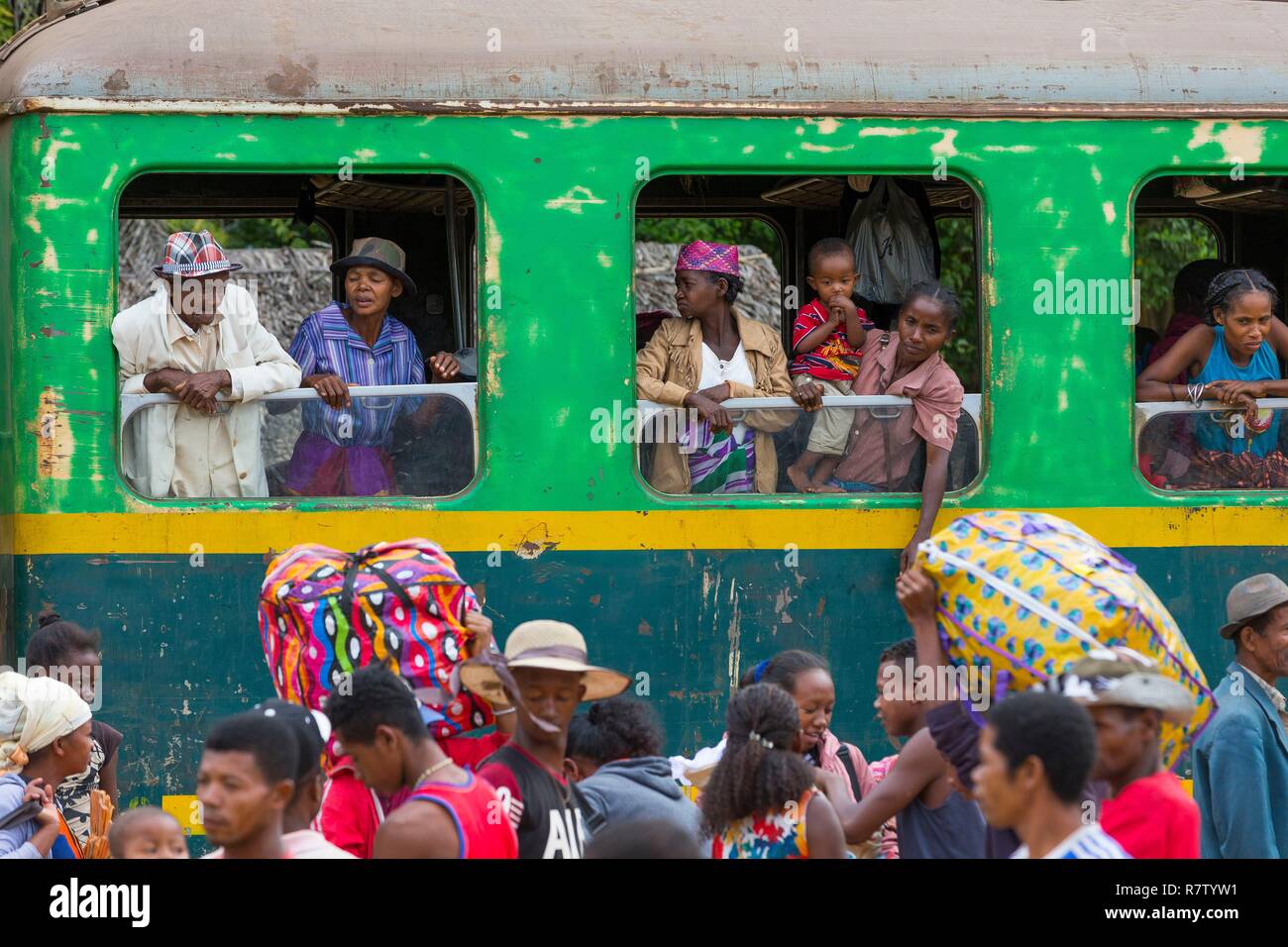 Madagascar, Highlands, Vatovavy Fitovinany region, FCE train between ...