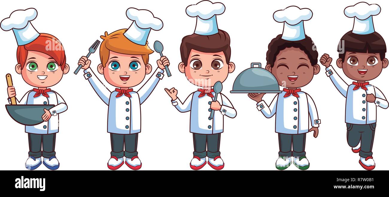 cute chef children cartoon Stock Vector Image & Art - Alamy