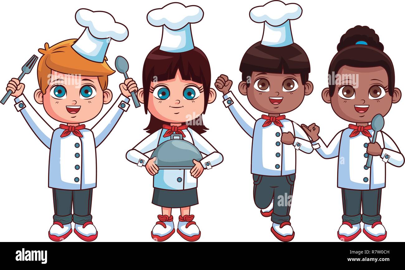 cute chef children cartoon Stock Vector Image & Art - Alamy