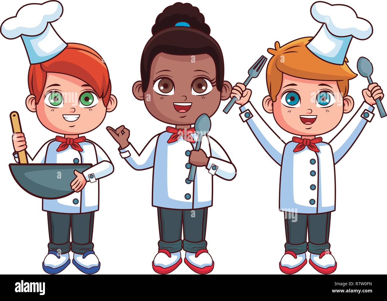 cute chef children cartoon Stock Vector Image & Art - Alamy
