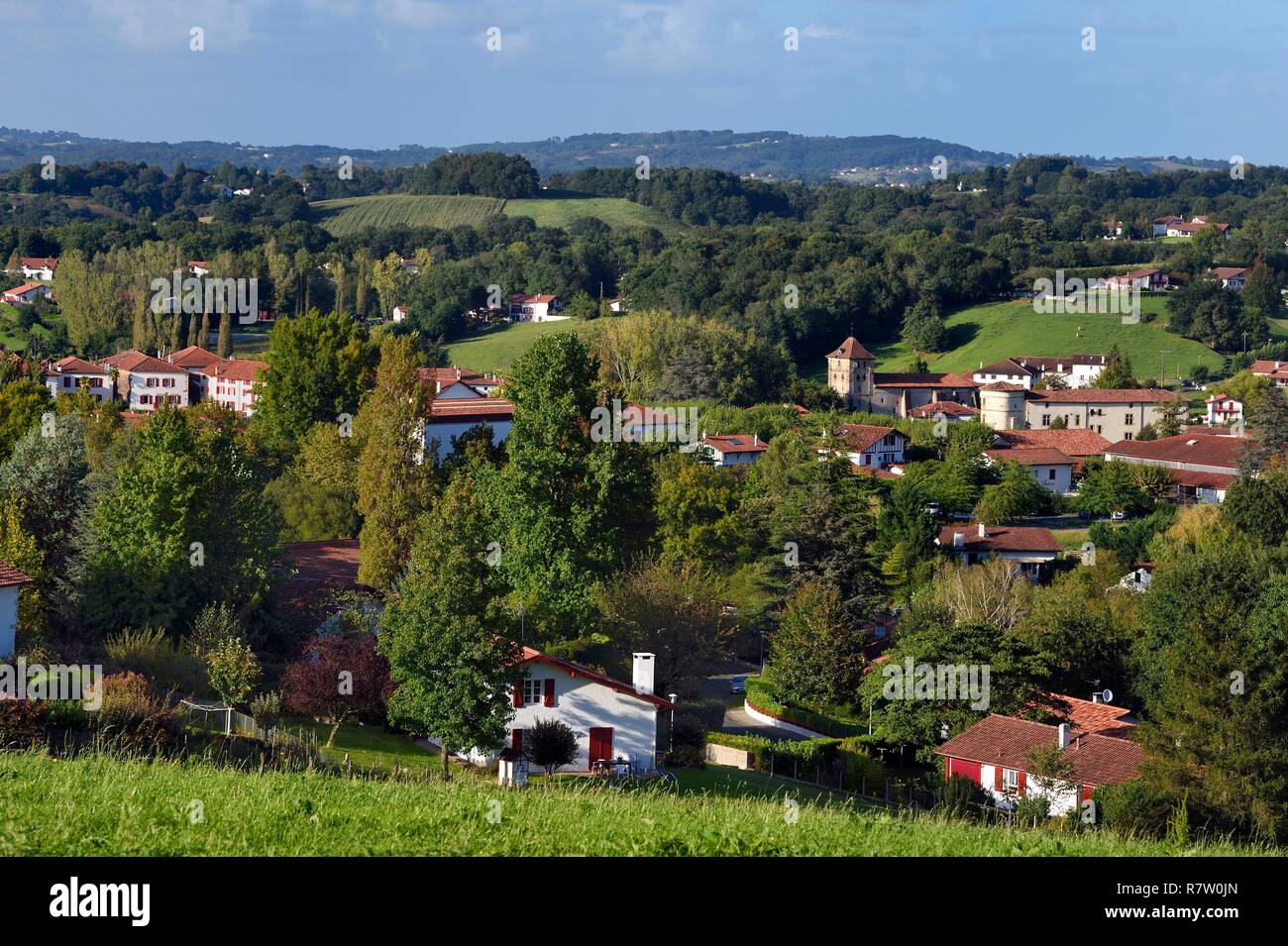 France, Pyrenees Atlantiques, Basque Country, the village of Espelette ...