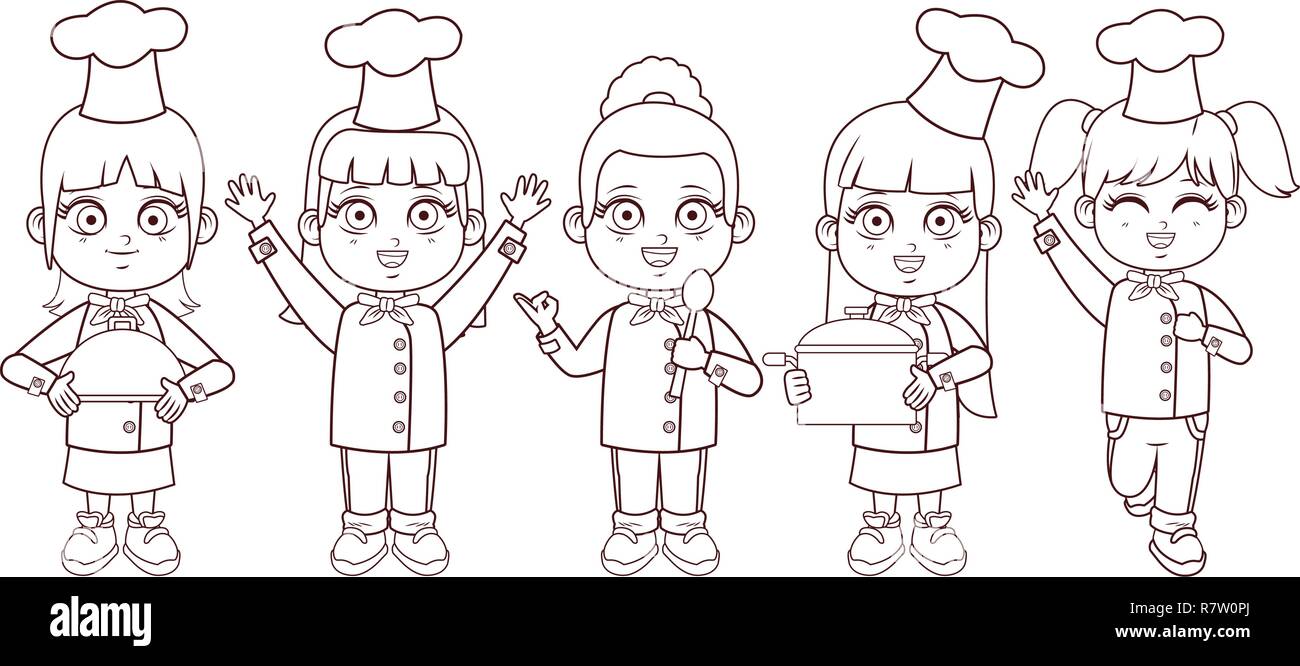 cute chef children cartoon Stock Vector Image & Art - Alamy