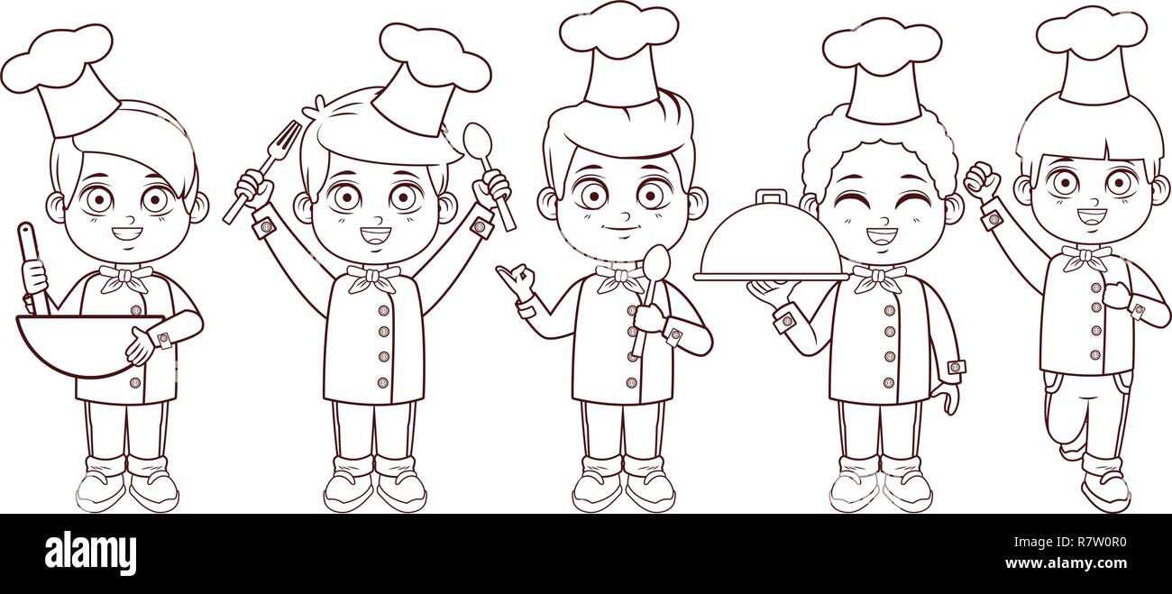 cute chef children cartoon Stock Vector Image & Art - Alamy