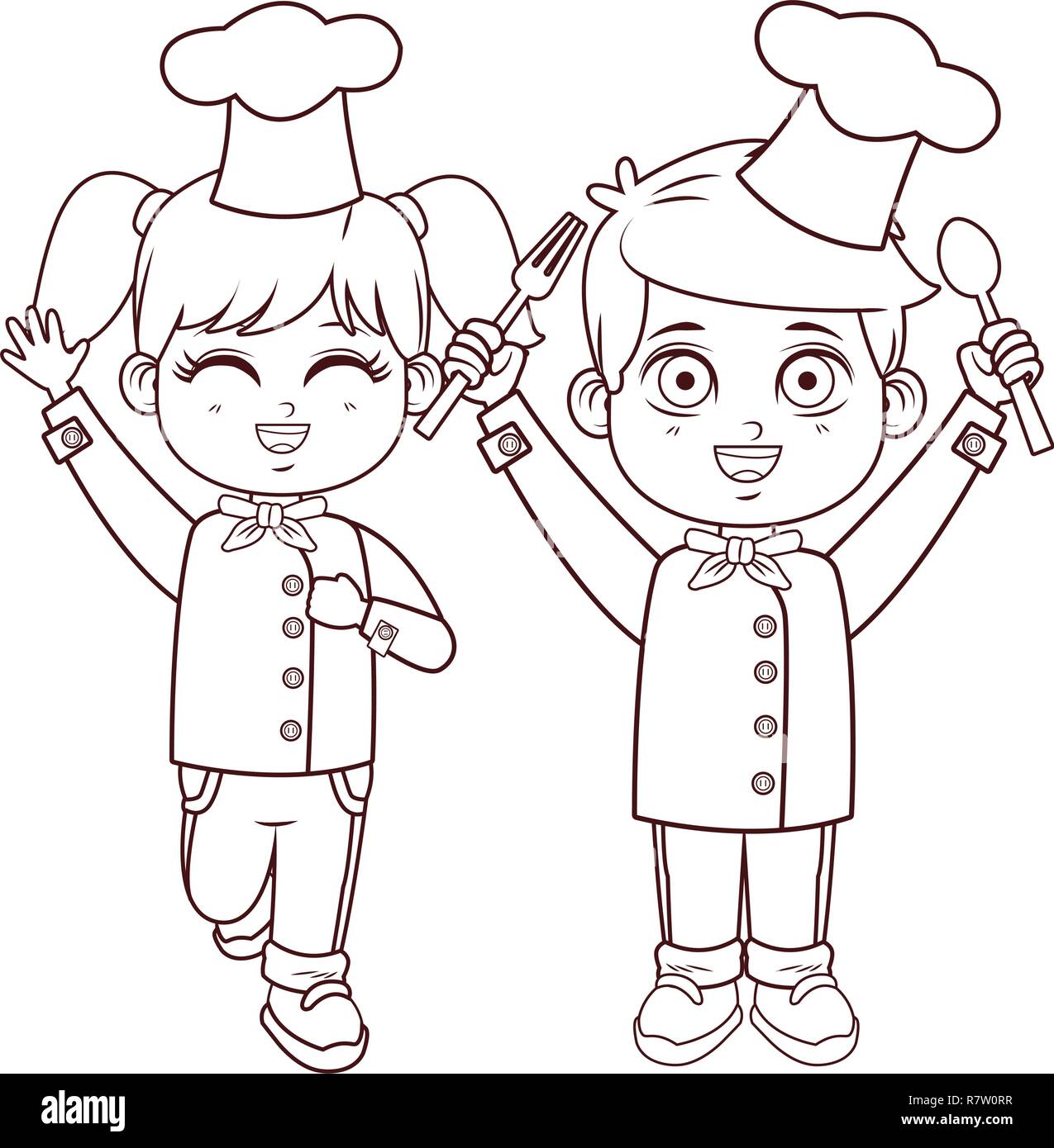 cute chef children cartoon Stock Vector Image & Art - Alamy