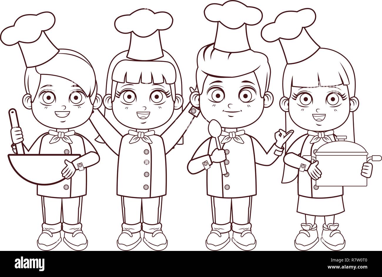 cute chef children cartoon Stock Vector Image & Art - Alamy