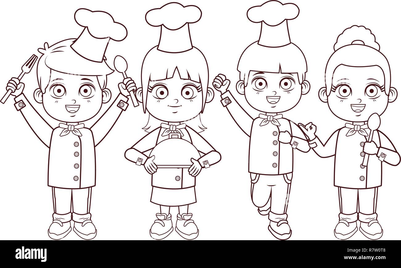 cute chef children cartoon Stock Vector Image & Art - Alamy