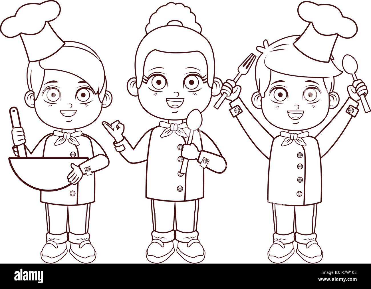cute chef children cartoon Stock Vector Image & Art - Alamy