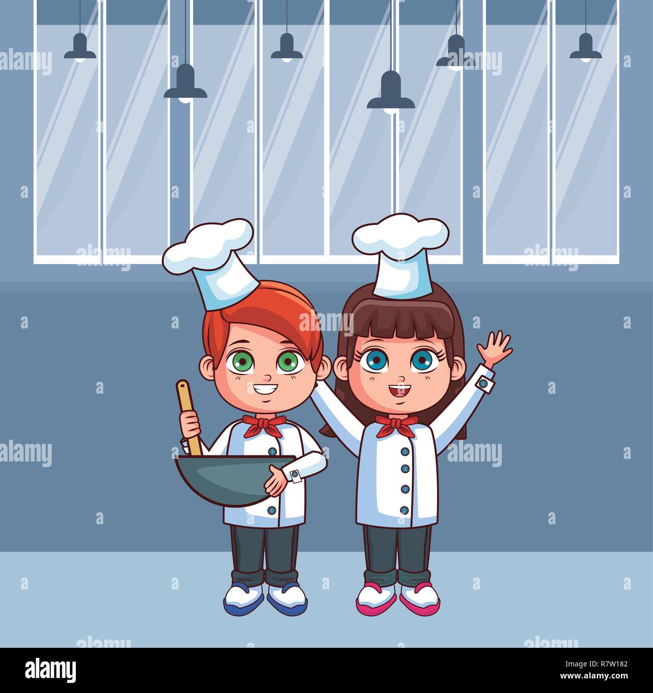 cute chef children cartoon Stock Vector Image & Art - Alamy