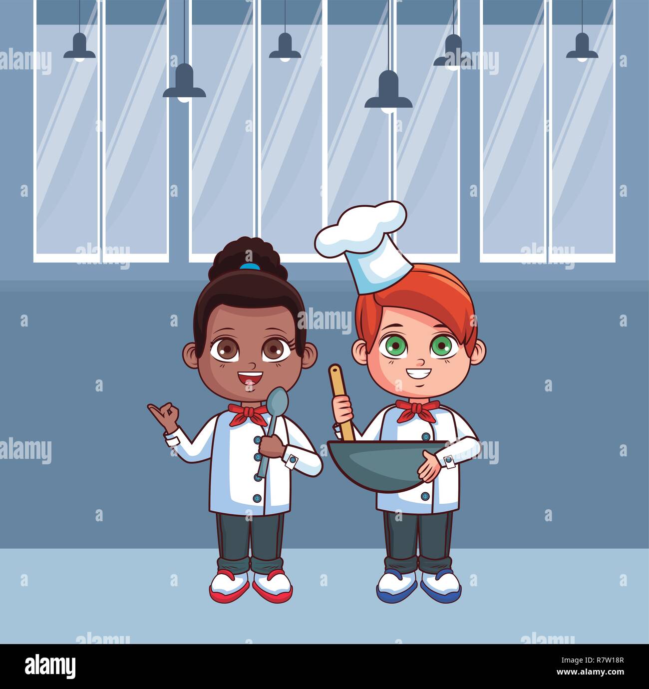 cute chef children cartoon Stock Vector Image & Art - Alamy