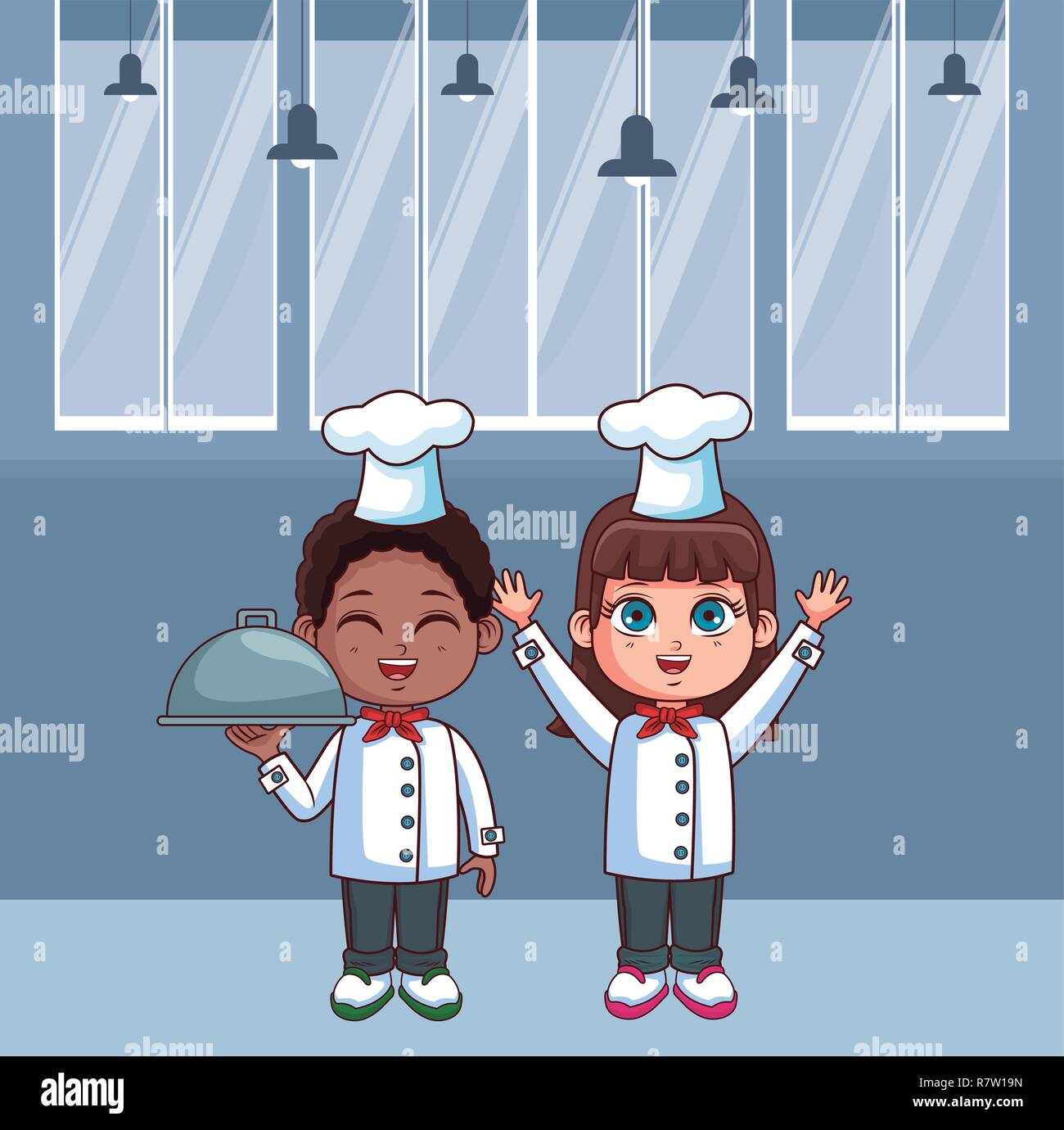 cute chef children cartoon Stock Vector Image & Art - Alamy