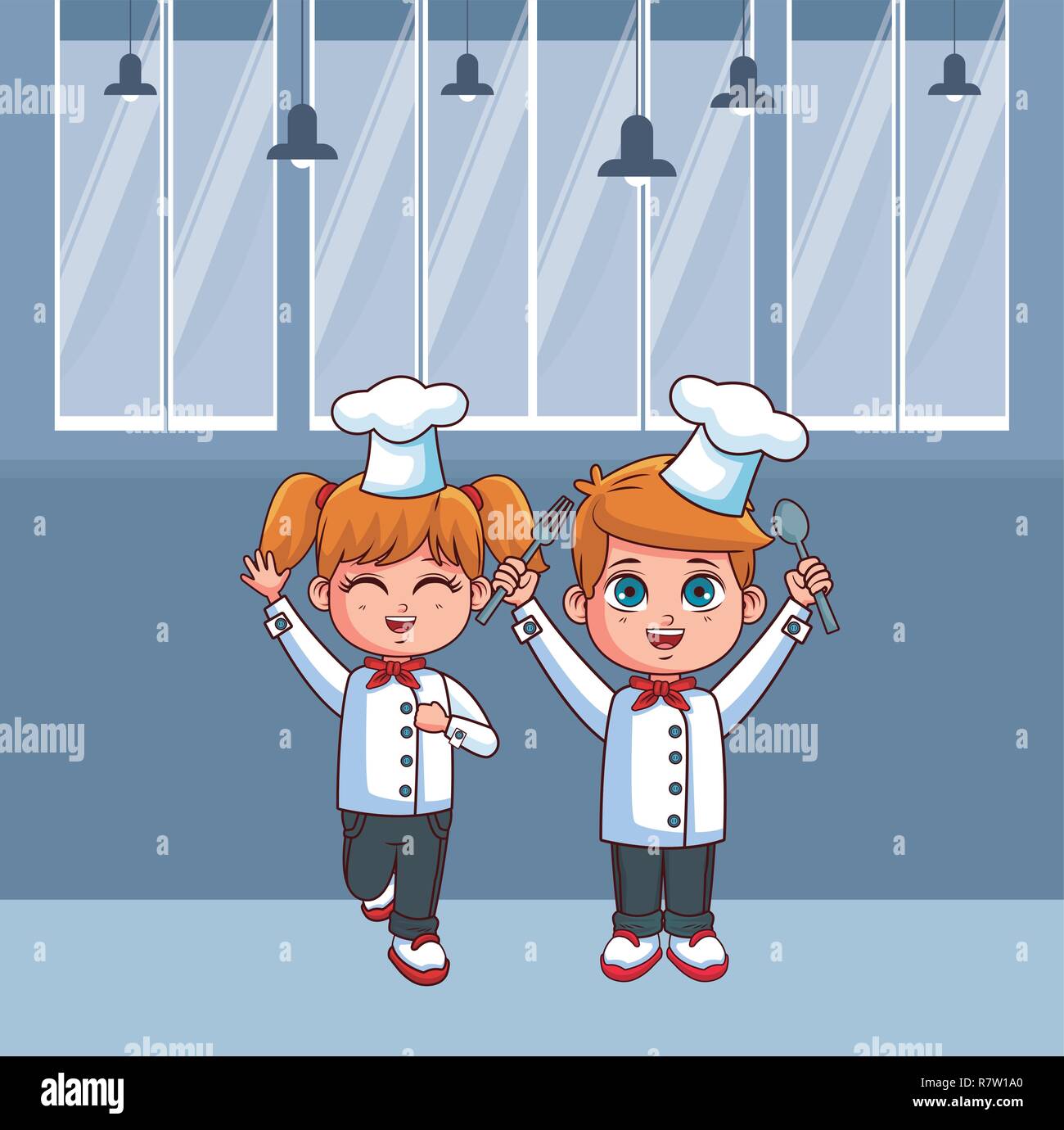 cute chef children cartoon Stock Vector Image & Art - Alamy