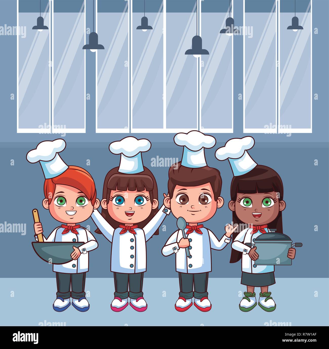 cute chef children cartoon Stock Vector Image & Art - Alamy