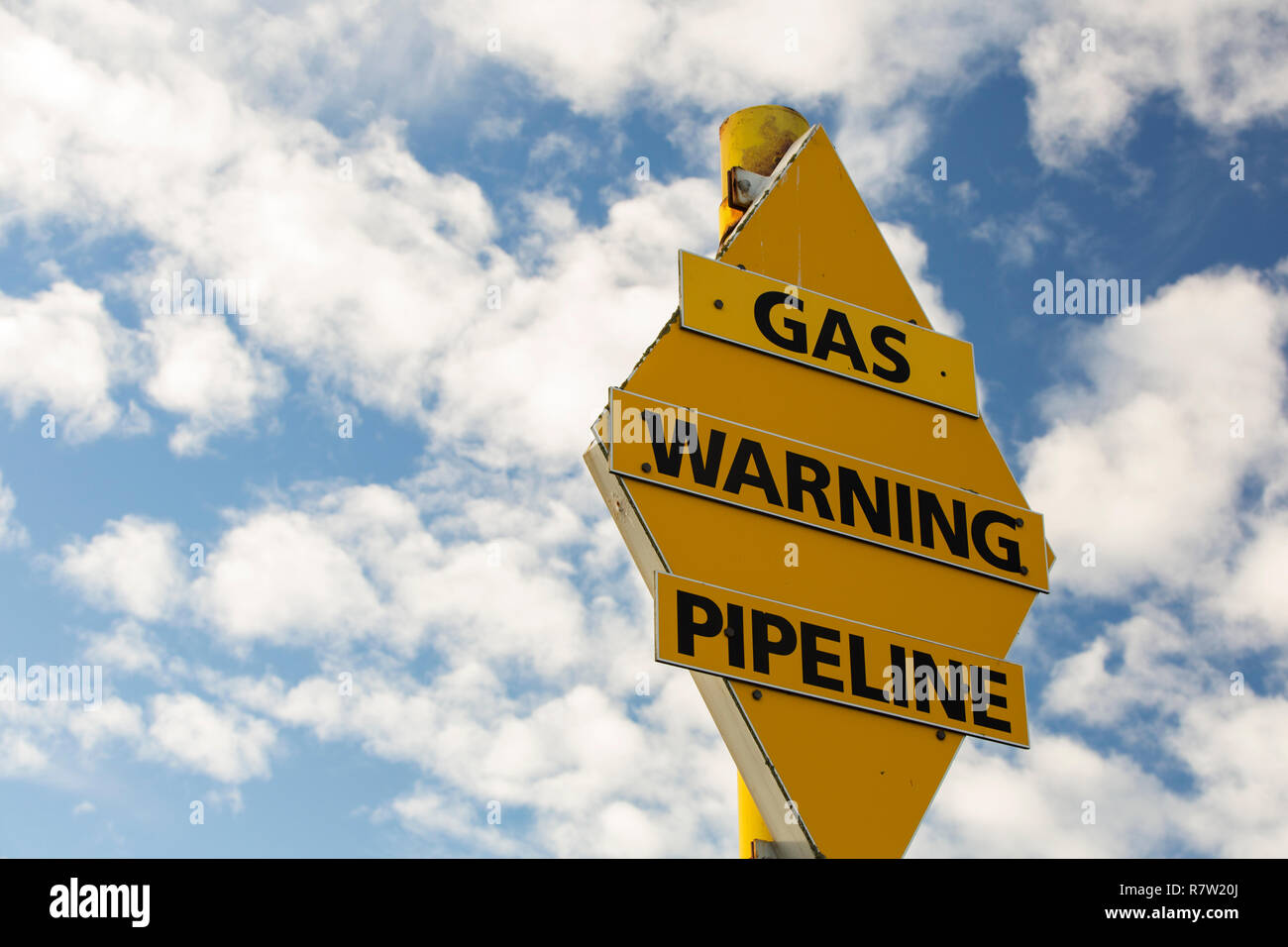 A gas pipeline warning sign on Walney Island , Cumbria, UK Stock Photo ...