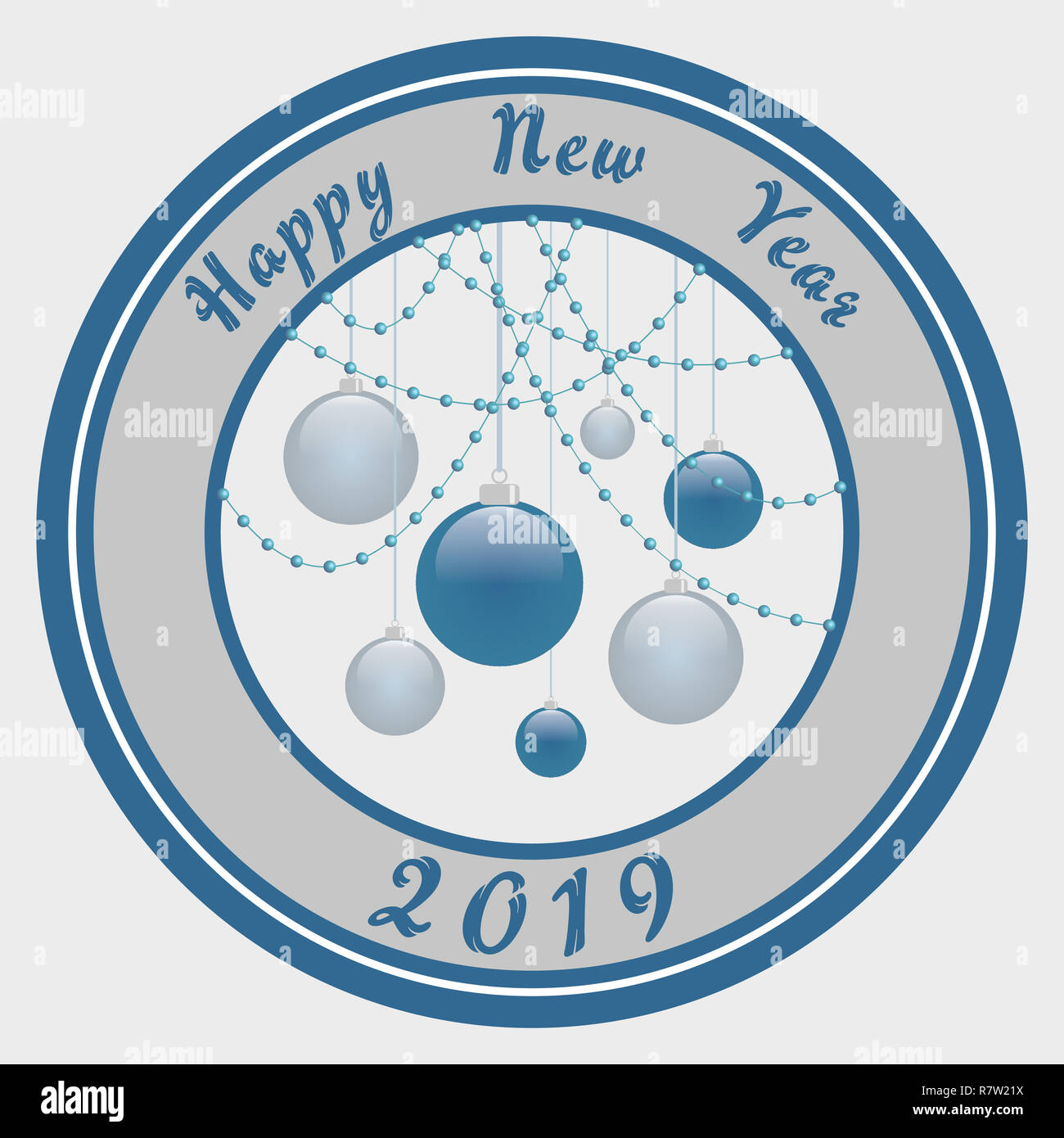 New Year greeting background illustration, round composition Stock ...