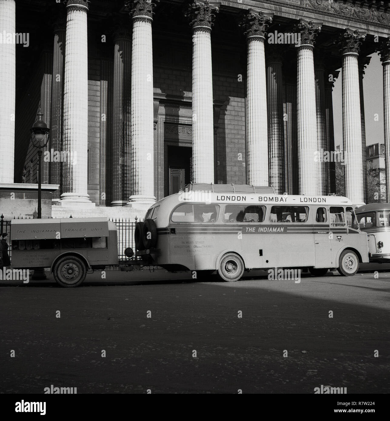 1960, summertime and the trans-continental bus 'The Indiaman', parked ...