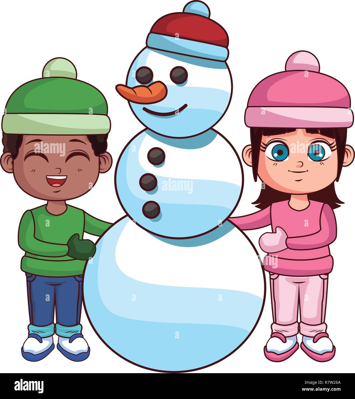 cute winter children cartoon Stock Vector Image & Art - Alamy