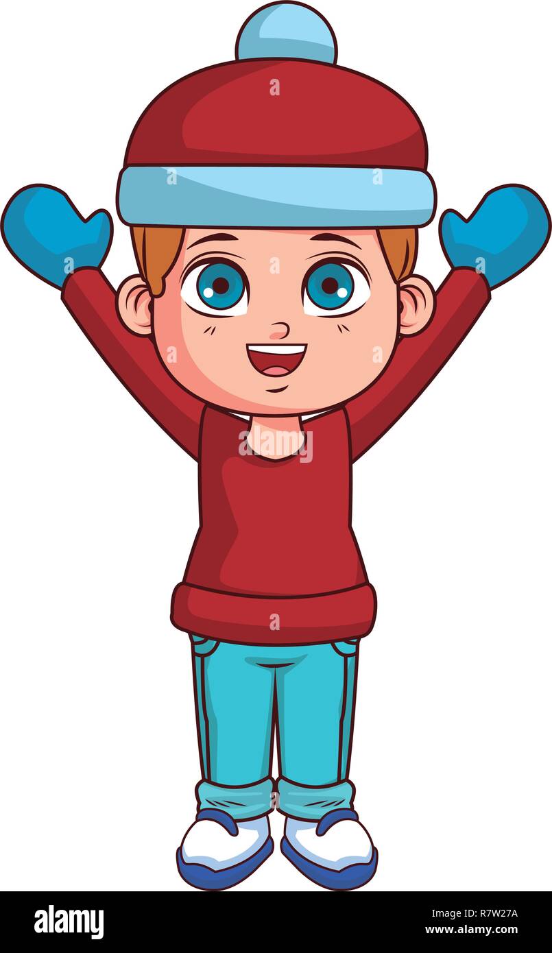 cute winter boy cartoon Stock Vector Image & Art - Alamy