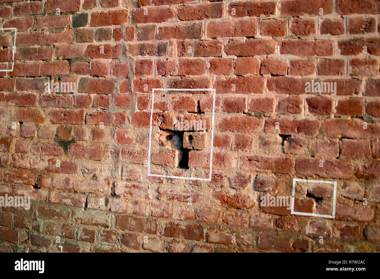 Wall of the building in Amristsar jallianwala bagh showing bullet mark ...