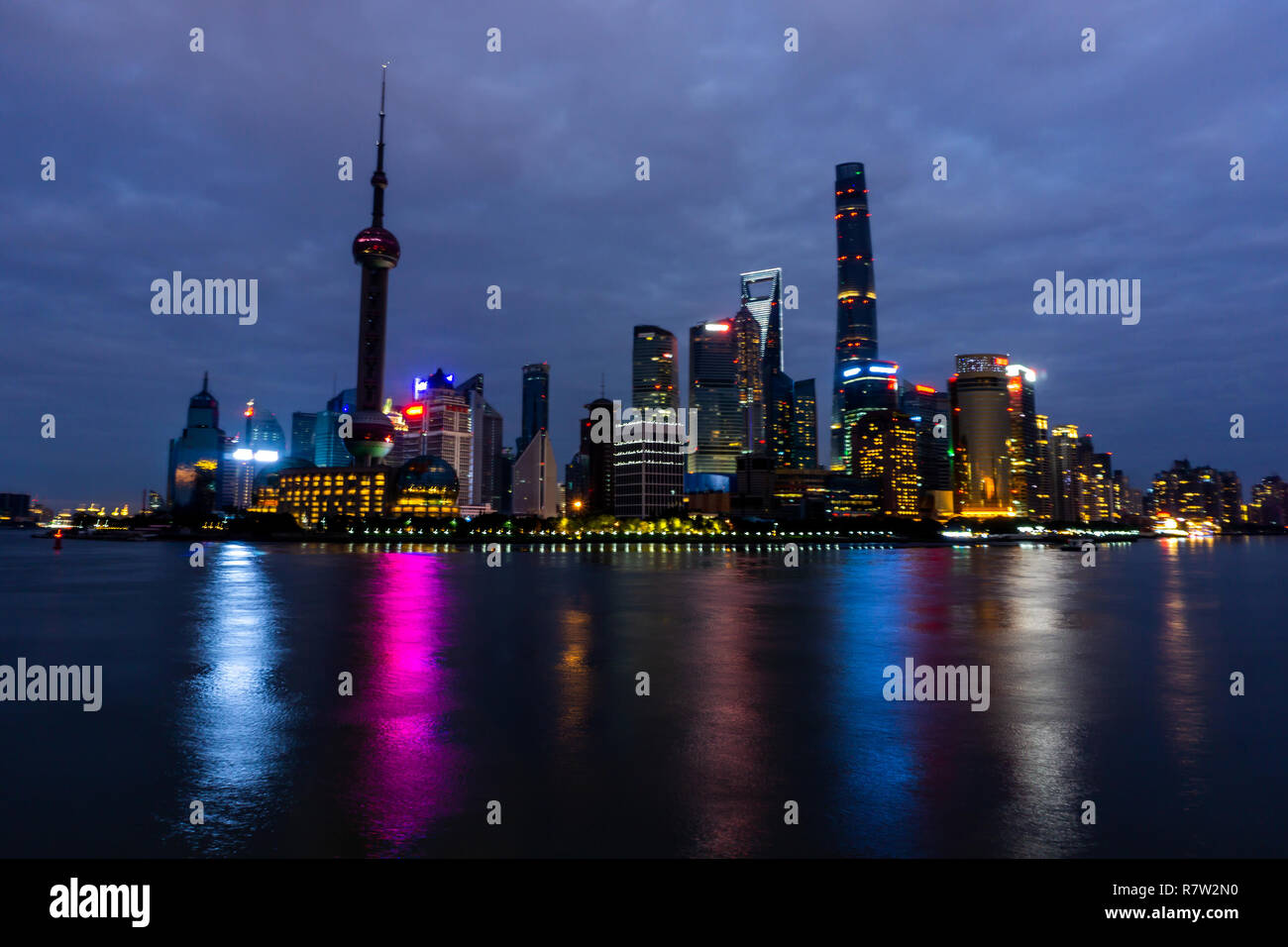 Shanghai Oriental Pearl Tower View from the Bund Shore with Huangpu ...