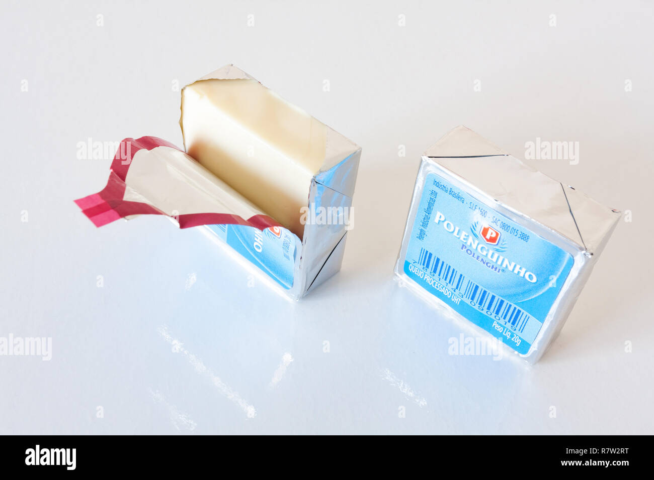 'Polenguinho' cheese "pocket" version on white background. Polenghi is ...