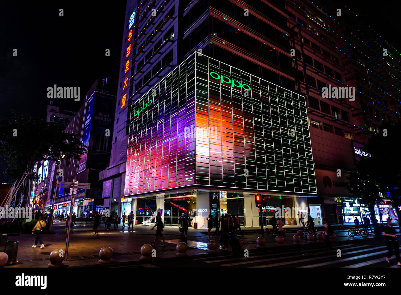 China Shenzhen Huaqiang North Commercial Street with Neon Lights ...