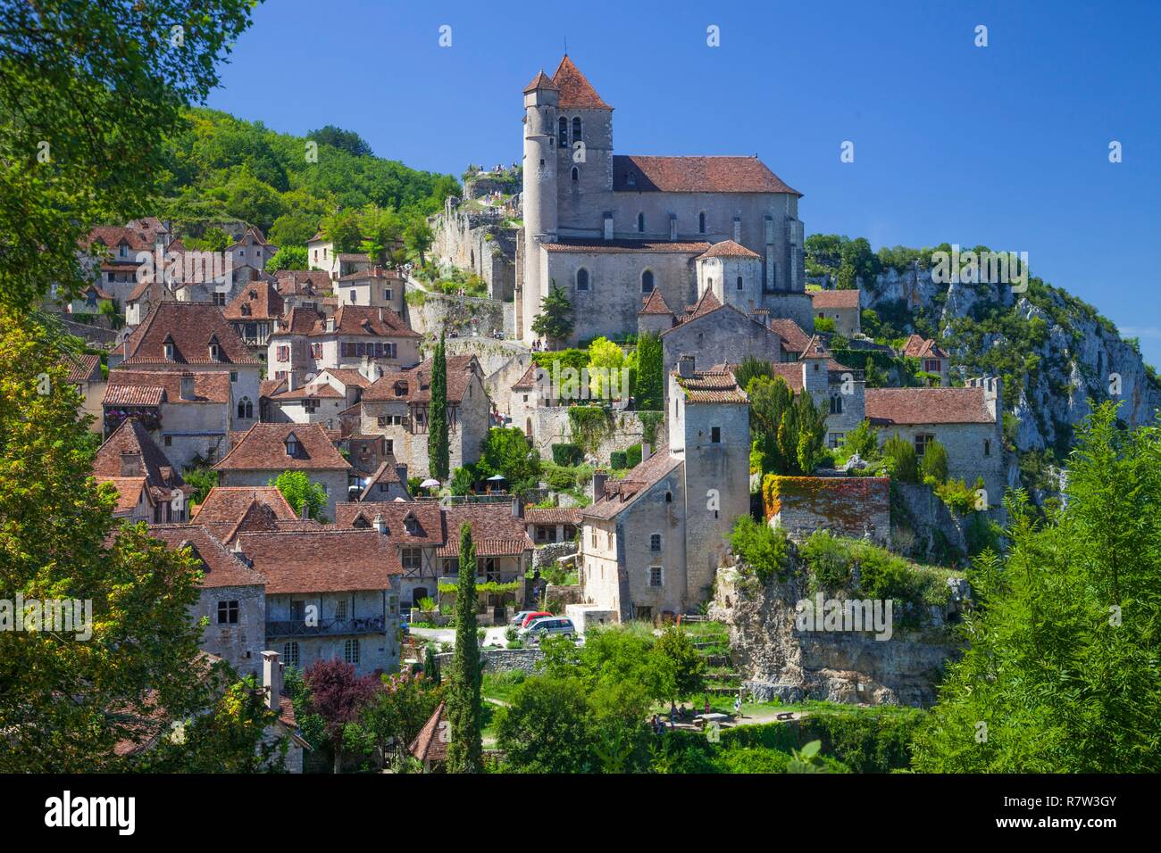 France, Lot, Saint Cirq Lapopie, labelled Les Plus Beaux Villages de ...