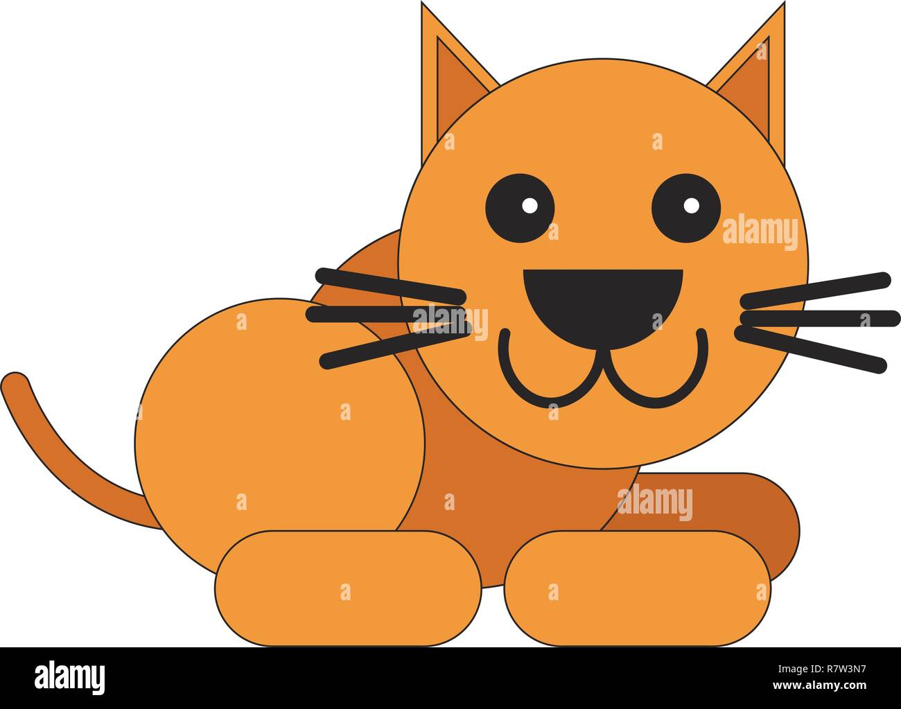Cat In A Flat Style Vector Illustration On White Background Stock