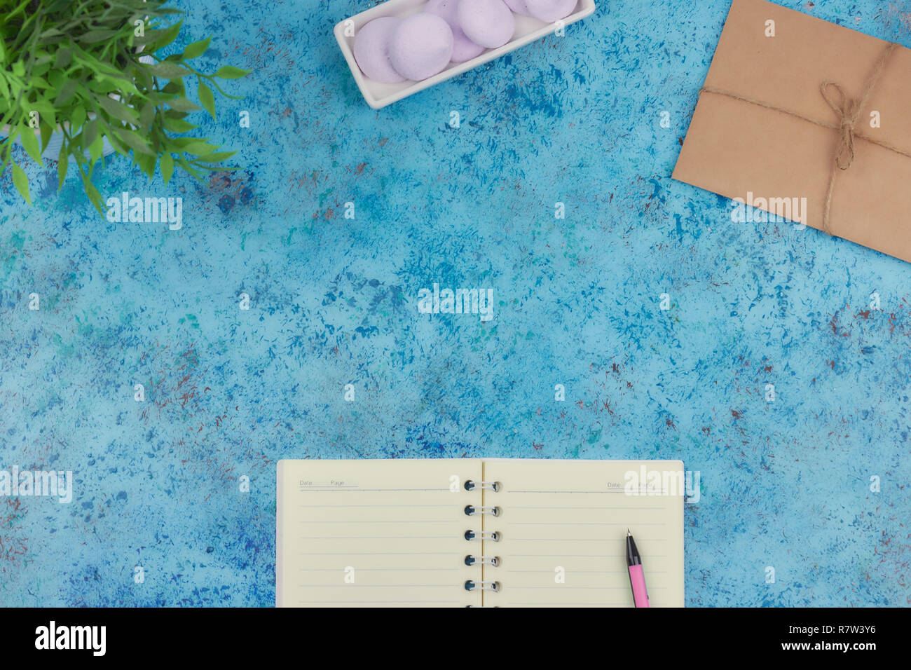 concept of recording your daily affairs on your desktop. Notepad on a ...