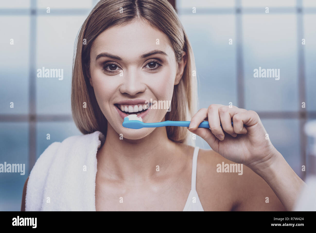 Young woman getting ready for sleeping Stock Photo - Alamy