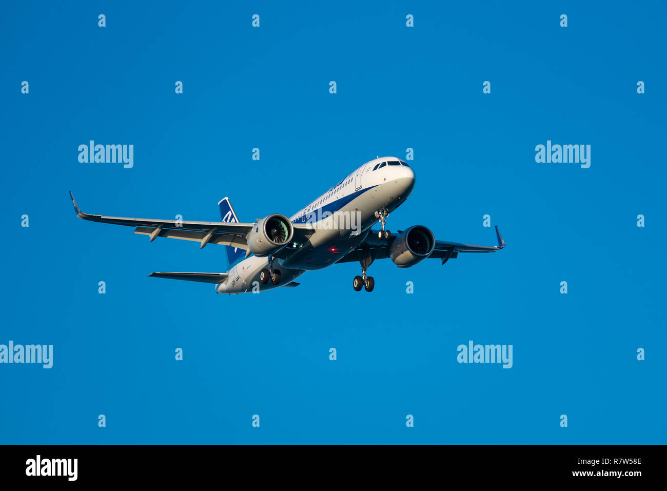 TOKYO, JAPAN - OCT. 7, 2018: ANA Airbus A320Neo(A320-200N) landing to ...