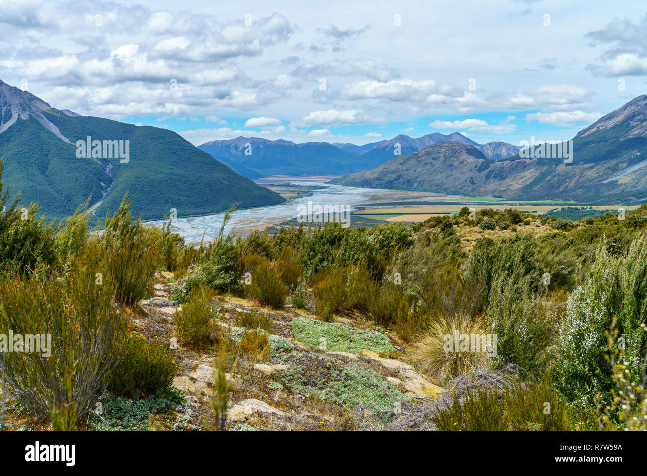 hiking in the mountains, the bealey spur track, arthurs pass, new ...