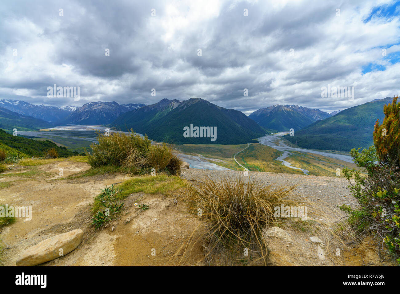 hiking in the mountains, the bealey spur track, arthurs pass, new ...