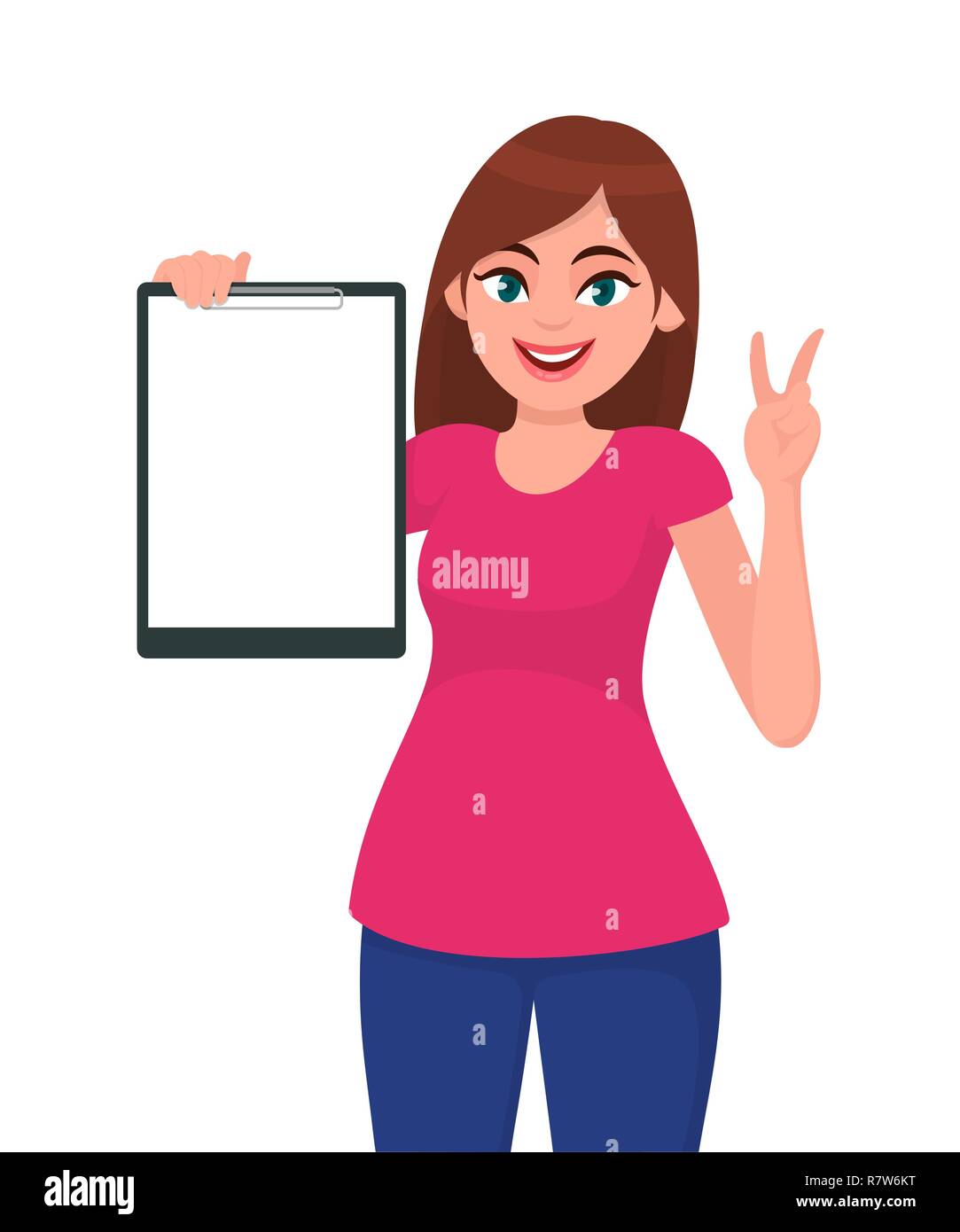 Girl hand holding clipboard Stock Vector Images - Alamy