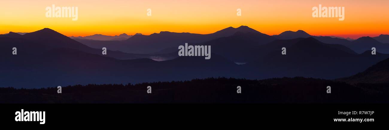 France, Drome, Oule Valley, view of the Alps from the Roustans plateau ...