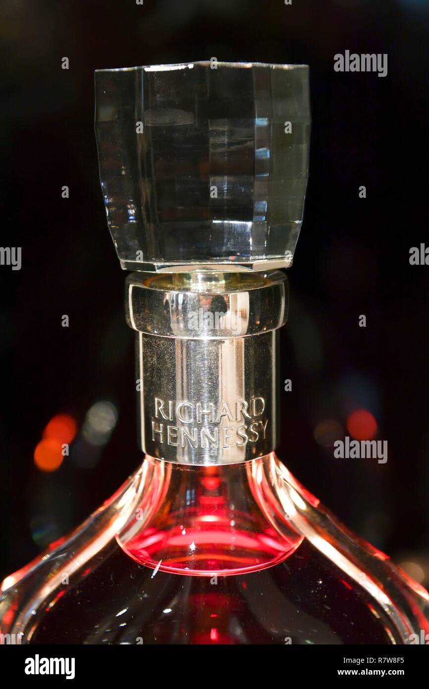 France, Charente, Cognac, Hennessy cognac house, a bottle of cognac ...
