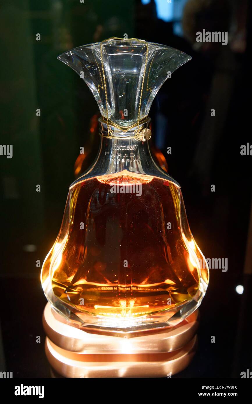 France, Charente, Cognac, Hennessy cognac house, a bottle of cognac ...