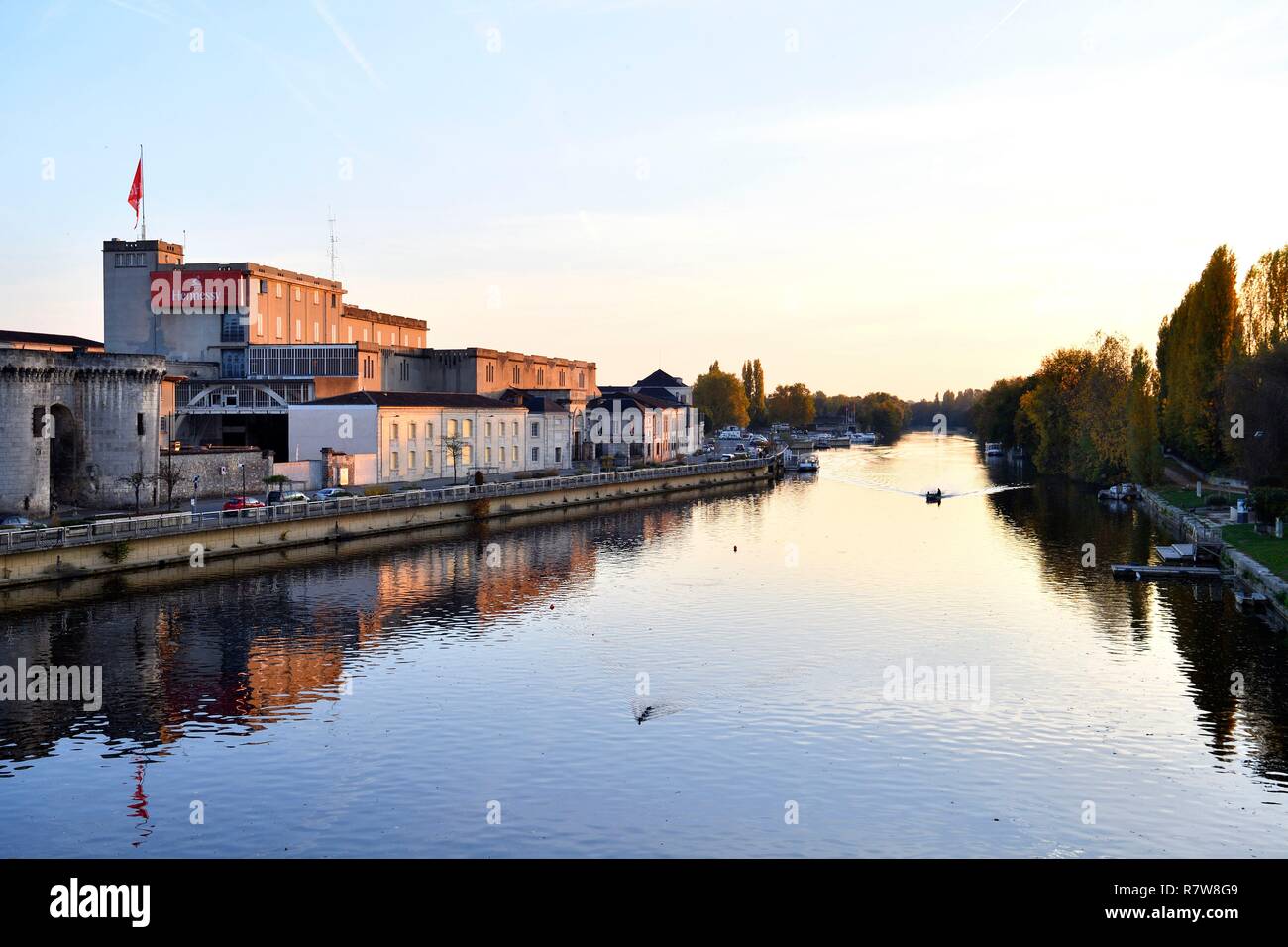 France, Charente, Cognac, the banks of the Charente river with the ...